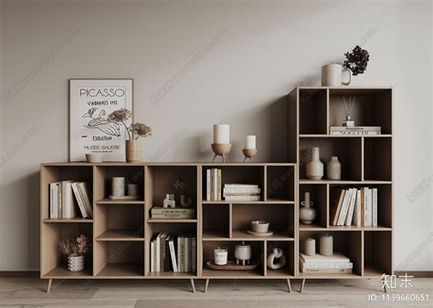 现代实木书柜su模型下载【id 1139660651】 知末su模型网