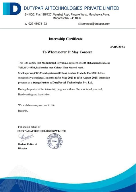 Rijvana Mohammad On Linkedin Python Django Internship