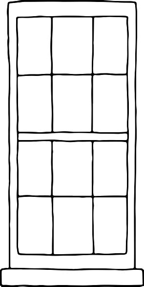 Outline Of A Rectangular French Window With A Small Sill Hand Drawn With Curved Black Outlines