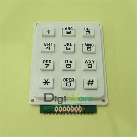 Keypad Matriks 3x4 Rubber Karet Timbul Putih Digiware Store