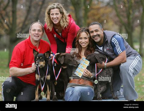 Myleene Klass Second Right Joins Sporting Heroes Steve Redgrave Left