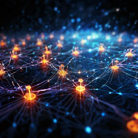 Neural Network Visualization With Glowing Nodes And Connections Stock Image Image Of Network