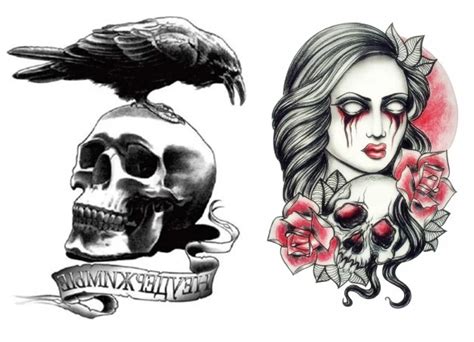 Aliexpress Com Buy Pcs Set Tattoo Dangerous Sexy Skull Scary Lady Tattoo Girl Waterproof