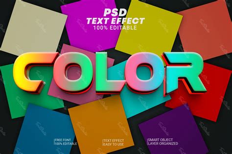 Color Tiles Pastel Gradient 3d Text Effect Photoshop Premium Psd File