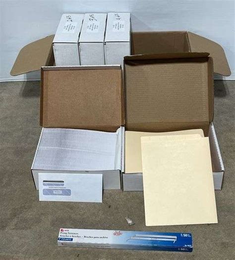 4 Boxers Of Manilla File Folders 1 Box Of White Envelopes About 3 4 Full 1 Box Of Prong
