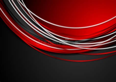 Red Black And White Curved Wavy Lines Abstract Elegant Background