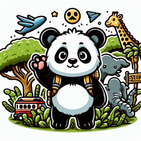 милый мультфильм панды изолирован на белом фоне векторная иллюстрация Премиум векторы