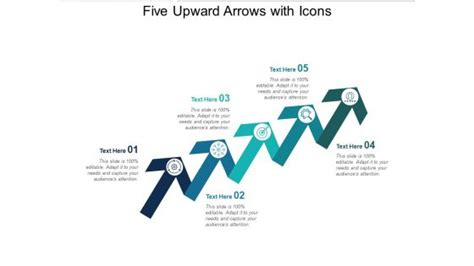 Five Upward Arrows With Icons Ppt Powerpoint Presentation Infographic Template Icon
