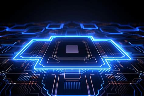 Premium Ai Image Futuristic Microchip Cpu Circuit Board Blue Light Technology Abstract Background
