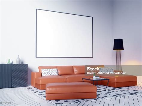 Hipster 인테리어 배경 스 칸디 나 비아 스타일의 포스터 프레임을 모의 3d 렌더링 3d 그림 0명에 대한 스톡 사진 및 기타 이미지 Istock