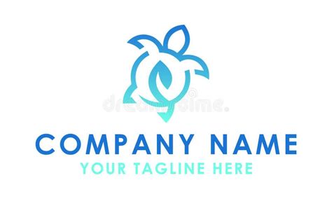 Blue Color Line Art Turtle Leaf Logo Design Stock Vector Illustration Of Color Line 305401596