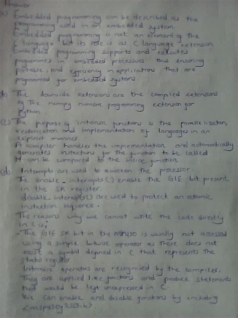 Solved Question 7 10 Points Part A Why Does Embedded Programming Use Extensions To C