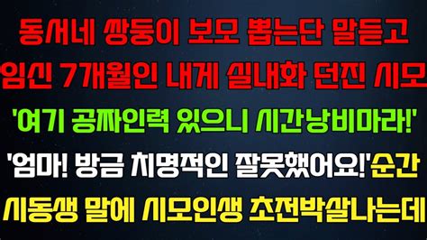 반전 신청사연 동서네 쌍둥이 보모구하자 시모가 날 공짜인력으로 쓰라는데얘쓰고 시간낭비마라 순간 시동생 말에 시모인생