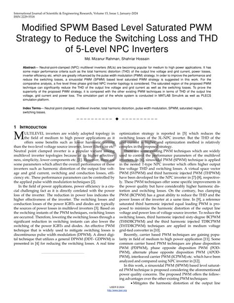 PDF Modified SPWM Based Level Saturated PWM Strategy To Reduce The