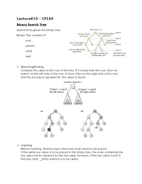 Lecture10 Binary Search Tree Cp164 Lecture10 Cp Binary Search