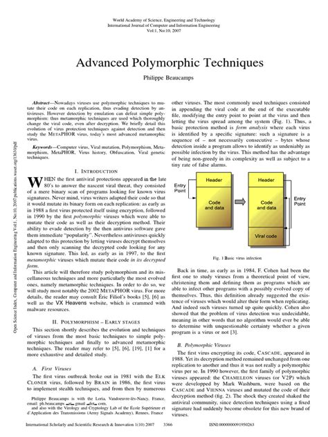 Advanced Polymorphic Techniques Pdf Computer Virus Virus