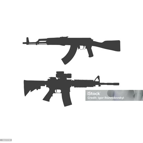 총 자동 무기 Ak47 M16 Eps 10 Ak 47 소총에 대한 스톡 벡터 아트 및 기타 이미지 Ak 47 소총 아이콘 소총 Istock