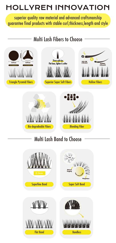 Hollyren Natural Bottom Wispy Diy Cluster Lashes Wholesale Private