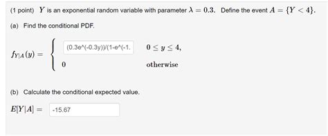 Solved Point Y Is An Exponential Random Variable With Chegg