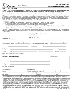 Osap Program Information Form Fill Online Printable Fillable Blank PdfFiller