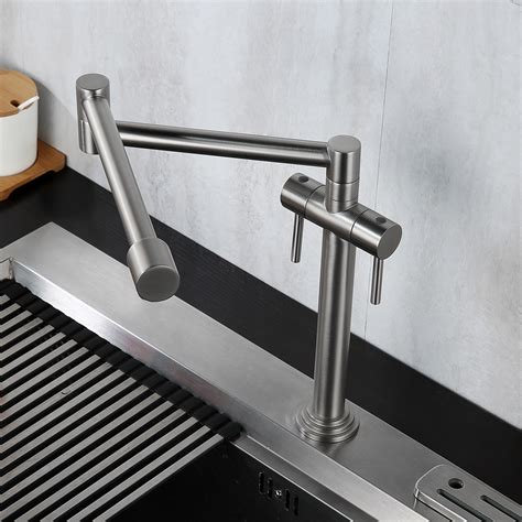 Deck Mount Pot Filler Kitchen Faucet Brushed Nickel Pot Filler Folding Faucet Buy Rv Folding