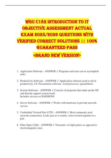 Wgu C182 Introduction To It Objective Assessment Actual Exam 20252026 Questions With Verified