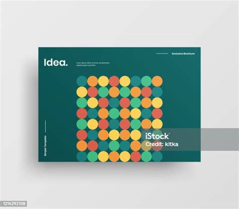 창조적 인 비즈니스 프리젠 테이션 벡터 A4 수평 방향 전면 페이지 모형 현대 기업 보고서는 추상적 인 기하학적 일러스트 디자인 레이아웃을 다룹니다 회사 Id 브로셔