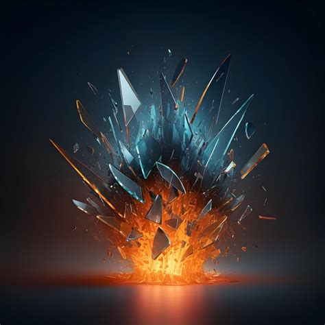 3d Inflated Effect Sculpture Abstract Shattered Glass Explosion