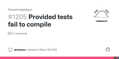Provided Tests Fail To Compile · Issue 1205 · Tencentrapidjson · Github
