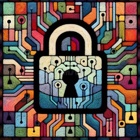 Felt Art Patchwork Secure Data Lock Symbol Representing The Ongoing Battle For Cybersecurity