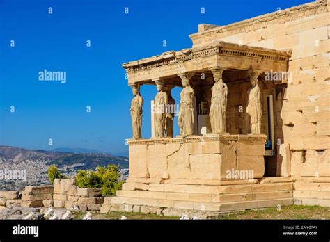 Porch Of The Maidens The Porch Of Erechtheion At Acropolis In Athens