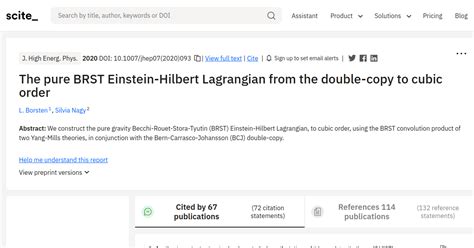 [citation Report] The Pure Brst Einstein Hilbert Lagrangian From The Double Copy To Cubic Order