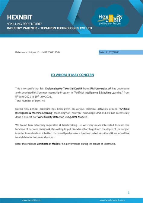 Hexnbit Internship Artificialintelligence Machinelearning Project