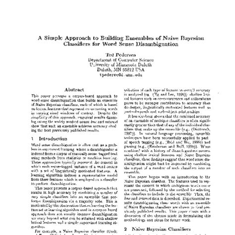 A Simple Approach To Building Ensembles Of Naive Bayesian Classifiers For Word Sense