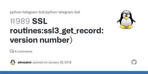Ssl Routinesssl3getrecordwrong Version Number · Issue 989 · Python Telegram Botpython