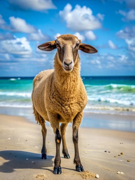 Barbados Sheep Looks Beach Premium Ai Generated Image