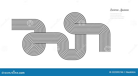 Abstract Black White Stripe Line Geometric Pattern Loop Design Element Retro Styled