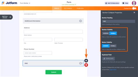 how to show or hide multiple fields conditionally with section collapse