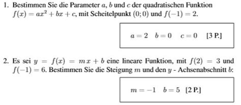 Parameter Bestimmen Quadratische Funktion Mathelounge