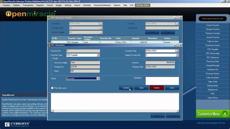 Pdc Clearance Report Openmiracle Free Open Source Accounting Software Accounting Software