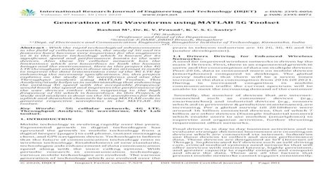 Pdf Generation Of 5g Waveforms Using Matlab 5g Toolsetgenerate Respective Waveforms In The