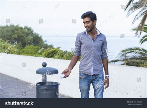 Man Throwing Trash Recycling Bin Isolated Stock Photo Shutterstock