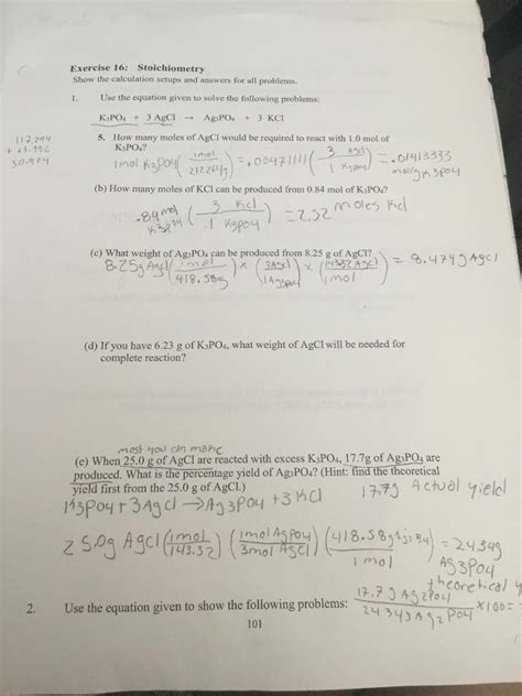solved exercise 16 stoichiometry show the calculation
