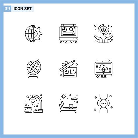 mobile interface outline set of 9 pictograms of wedding love hands t