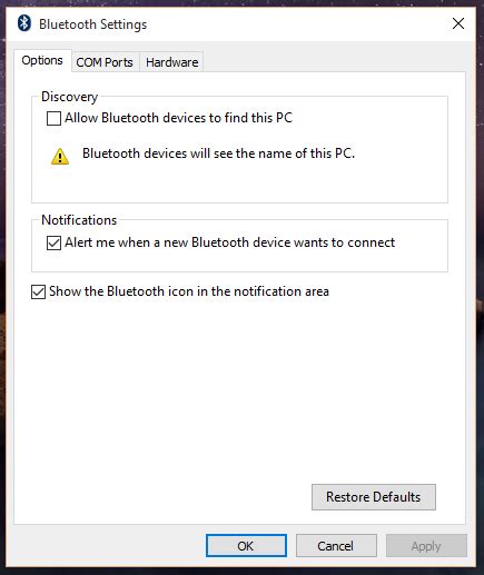 Set Bluetooth Device Discoverability In Windows 10