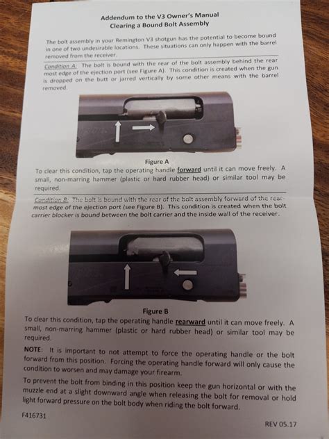 Bolt Stuck When Trying To Reassemble Remington V3 Shotgun Forum