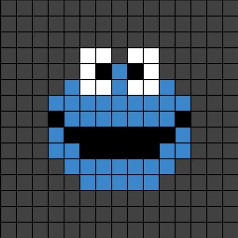 Cookie Monsters Face Small Pixel Art Caricaturas Fácil De Dibujar
