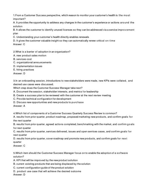 Csm Exam Pdf Performance Indicator Sales