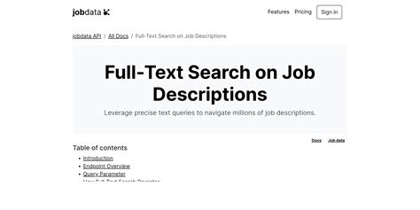 full text search on job descriptions