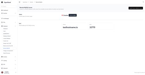 Remote Mysql Openpanel